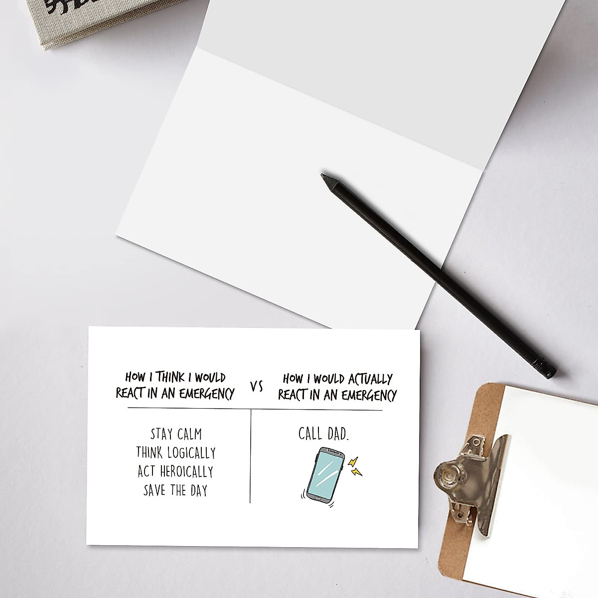 Ogeby Funny Father’s Day Card for Dad, Joke Birthday Card from Daughter Son, How I Think I Would React in an Emergency