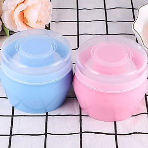 2pcs Puff with Case Empty Body Container Dispenser Case Large Puff with Sifter and Puffs for Body Home and Travel Use Blue