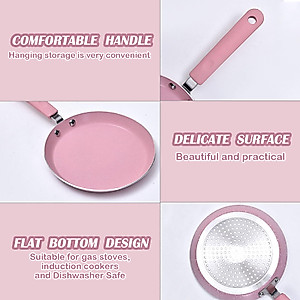 Nonstick Frying Pan Skillet, 7" Pink Skillet with Non Stick Coating, Aluminum Egg Pan with Stay Cool Handles, Practical Kitchen Cookware for Home Restaurant, Non Toxic, Induction Compatible (7 inch)