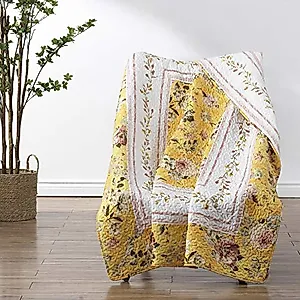 Greenland Home Barefoot Bungalow Finley Throw Blanket, 50 x 60-inch, Yellow