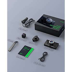 Mini Dash Cam - Front and Rear 2K Surfola Dual Car Camera 2560x1440P, 3" inch IPS Screen, 170° Wide Angle, Parking Mode, WDR, Accident Record