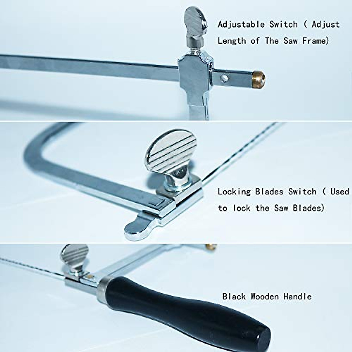 HEYMOUS Jewelers Saw Frame Set with Blades 12 Pieces Small Jewelry Saw Frame Kit Adjustable Cutting Tools