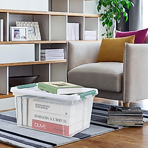 Xowine 6 Pack 20 L Clear Storage Latch Box, Plastic Storage Bins with Lids