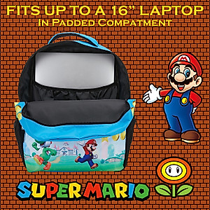 SUPER MARIO Nintendo’s Backpack for Boys & Girls, School Bag with Front and Side Pockets, Durable Gaming Bookbag with Padded Mesh Back and Adjustable Mesh Straps