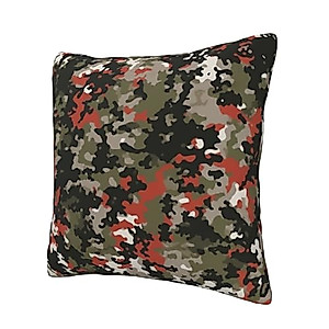 RLDOBOFE Camo Print Throw Pillow Covers Decorative Pillow Cover Square Cushion Cases Soft Cushion Cover Throw Sofa Pillow Case for Home Decor Living Room Bed Couch Car 18"x18"