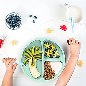 Telebaby Suction Plates for Babies & Toddlers | 100% Silicone with Divided Design | Suction Feature Keeps Plates in Place | Dishwasher & Microwave Safe | 4 Pack