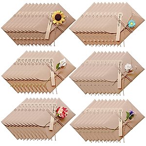 Yayatty Pack of 60 PCS Greeting Card Invitation Cards Retro Kraft Paper Card, 6 Style Birthday Card Thank You Card with Dried Flowers for Christmas Birthday, 4.1 x 2.8 Inch
