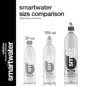 smartwater alkaline with antioxidant ionized electrolyte vapor-distilled water bottles, 1L, 6 pack
