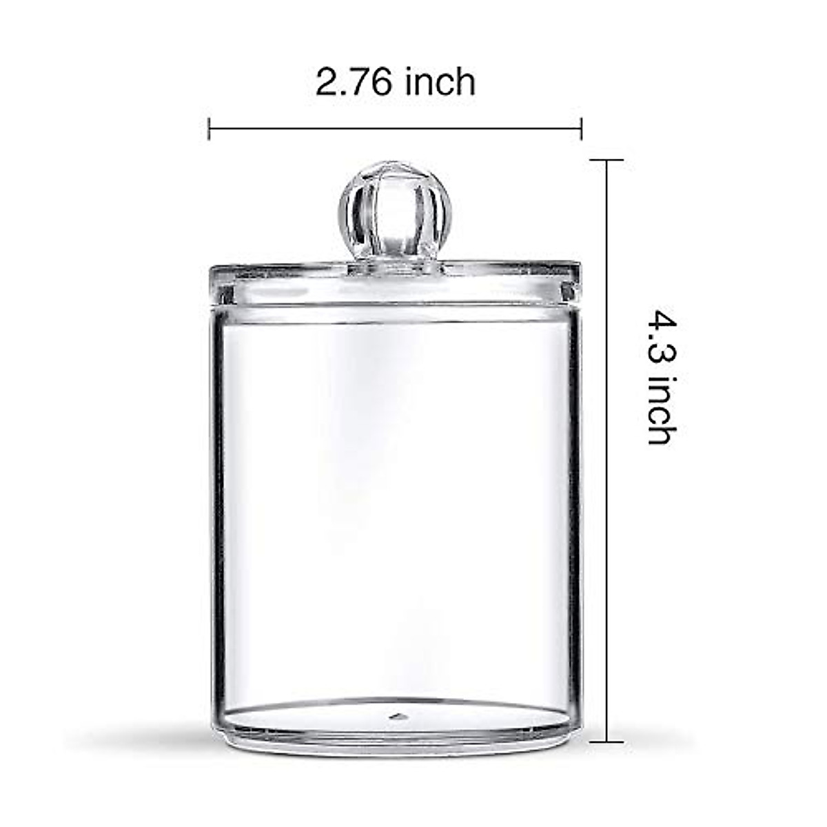 JANEMO Plastic Cotton Ball Holder,Clear Cotton Round Holder,Apothecary Jars with Lids,Cotton Swab Holder for Cotton Ball,Cotton Swab,Candy,Jewelry(10OZ)