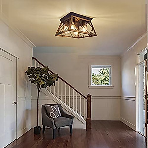 FadimiKoo Flush Mount Ceiling Light Fixtures for Kitchen Hallway, 4-Light Close to Ceiling Lighting, Industrial Farmhouse Square Cage Ceiling Lamp for Dining Room, Living Room, Bulb Not Included