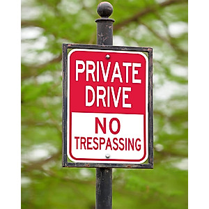 private driveway sign, (2 Pack) 12'' X 18''Private Drive No Trespassing Sign, Rust Free Heavy Duty Aluminum Private Road Reflective Warning Signs,Easy to Mount,Outdoor use