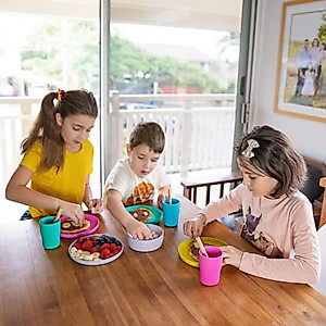 bobo&boo Colorful Plant-Based 7.5 inch Kids Plates for Toddler Eating – Set of 3, Plant-Based, Melamine-Free And Microwave Safe – Eco-Friendly Toddler Plate Set for Boys and Girls - Lagoon