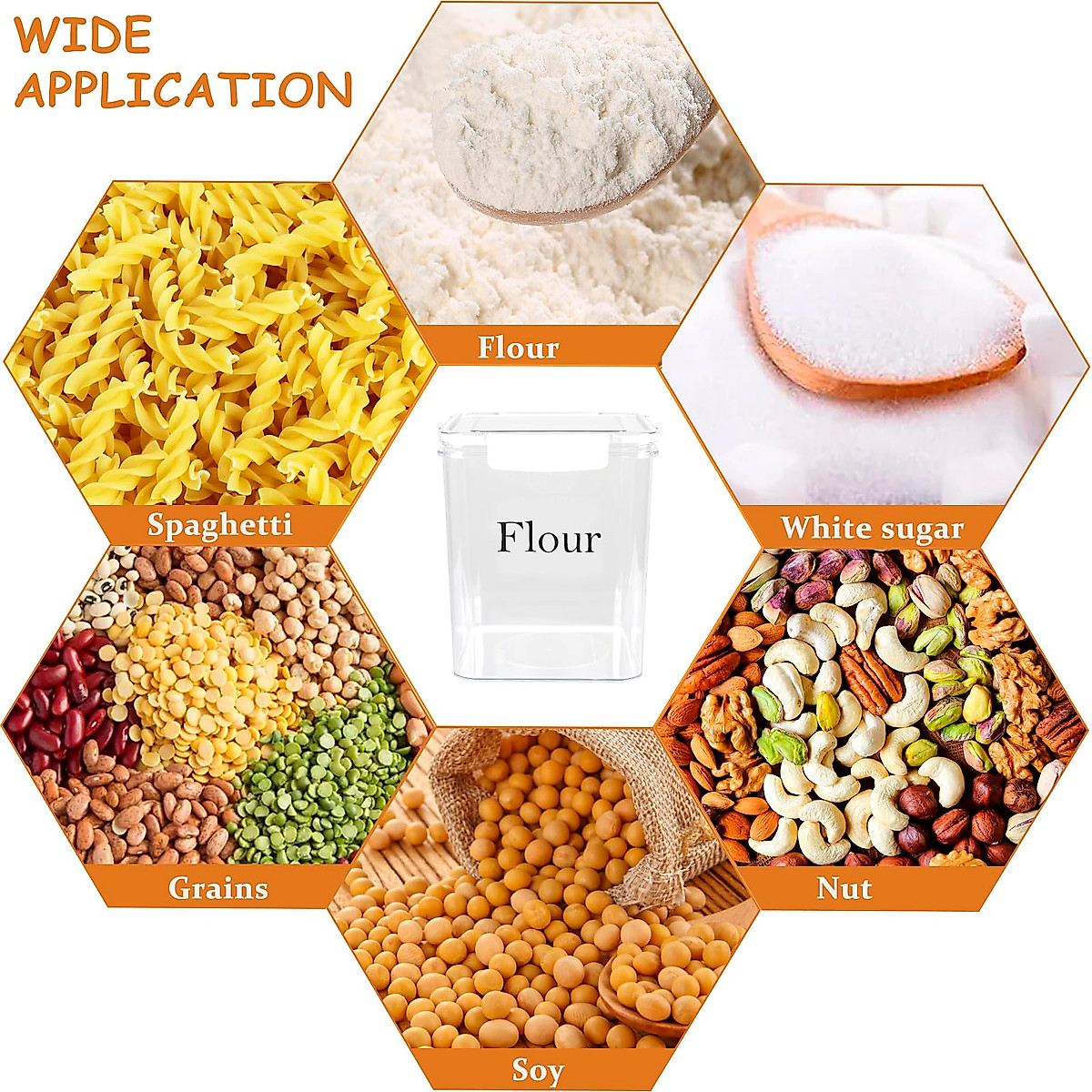 Yomjarl Set of 2 Large Food Storage Jars 4L - Airtight Containers with Lids, White with Free Spoon-Kitchen Canisters for Sugar,Flour,Coffee,Pantry Organization(2 PACK OF 4L)