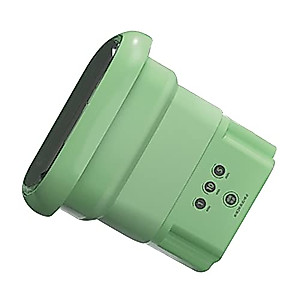 Portable Washer, Mini Washer with Spin Dry Drain Basket Drain Pipe Folding Portable Washing Bucket Drain Pipe and Drain Basket for Socks Underwear (Green)