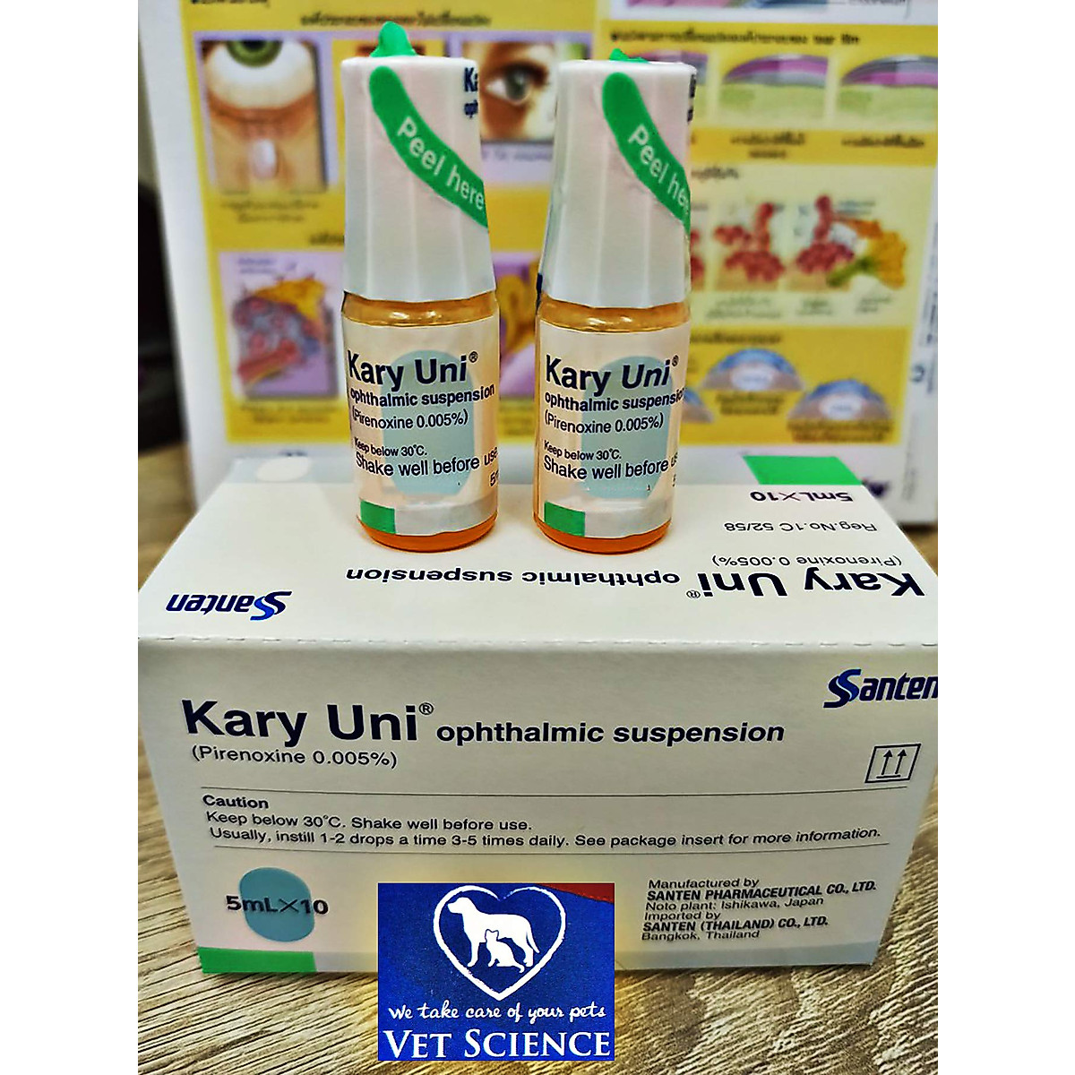 Kary Uni X2 Pcs 10 Ml Best Pet Eye Drop Cataracts Treat Eye Infection Inflammation Safe & Gentle Formula - All Animals Dog Cats Pet Eye Care