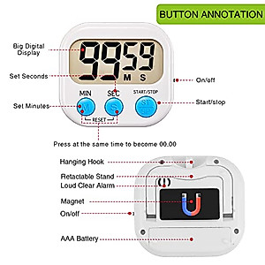 Timers,Classroom Timer for Kids,Kitchen Timer for Cooking,Egg Timer,Magnetic Digital Clock Timer for Teacher,Study,Exercise,Oven,Cook,Baking,Desk - 4 Pack