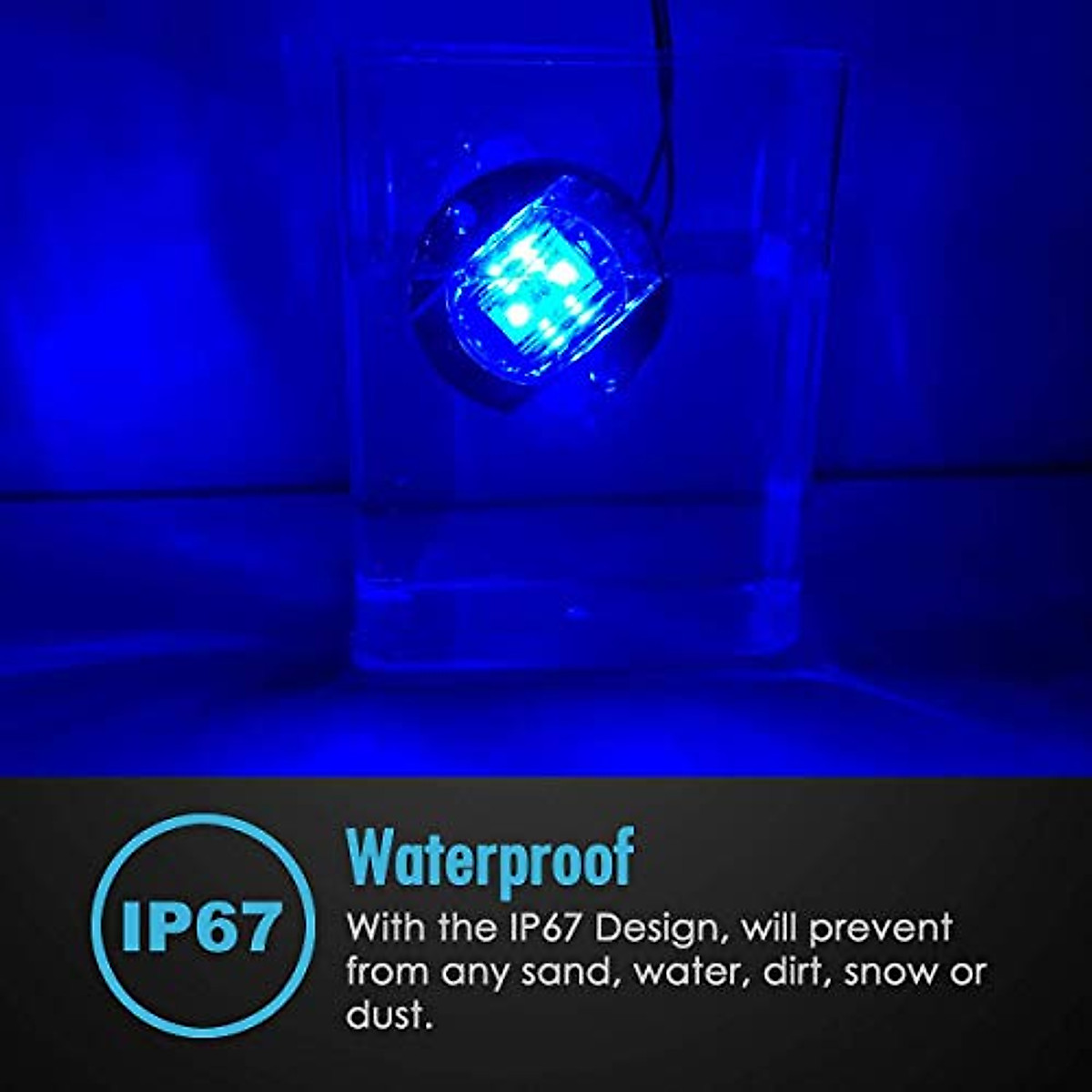 TCTAuto Blue Marine LED Lights for Boats Courtesy Cabin Stern Transom Interior Navigation Lights 3 Inch 6-2835-SMD LEDs 12V Round with Clear Lens Waterproof, Pack of 4