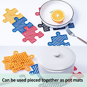 12 Pack Silicone Trivet Mats for Hot Dishes, Creative Puzzle Trivet for Hot Pots and Pans, Non-Slip Durable Trivet Mats for Table and Countertop, Kitchen Decor