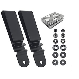 CKX-12 Heavy-Duty Black Metal Belt Clip, fits up to 1.75” Belt Attachment for IWB/OWB Kydex/Leather Knife Sheath and Gun Holsters. Sets of 2, 4 and 10 Units w/Mounting Hardware (6 Parts Each) (2)
