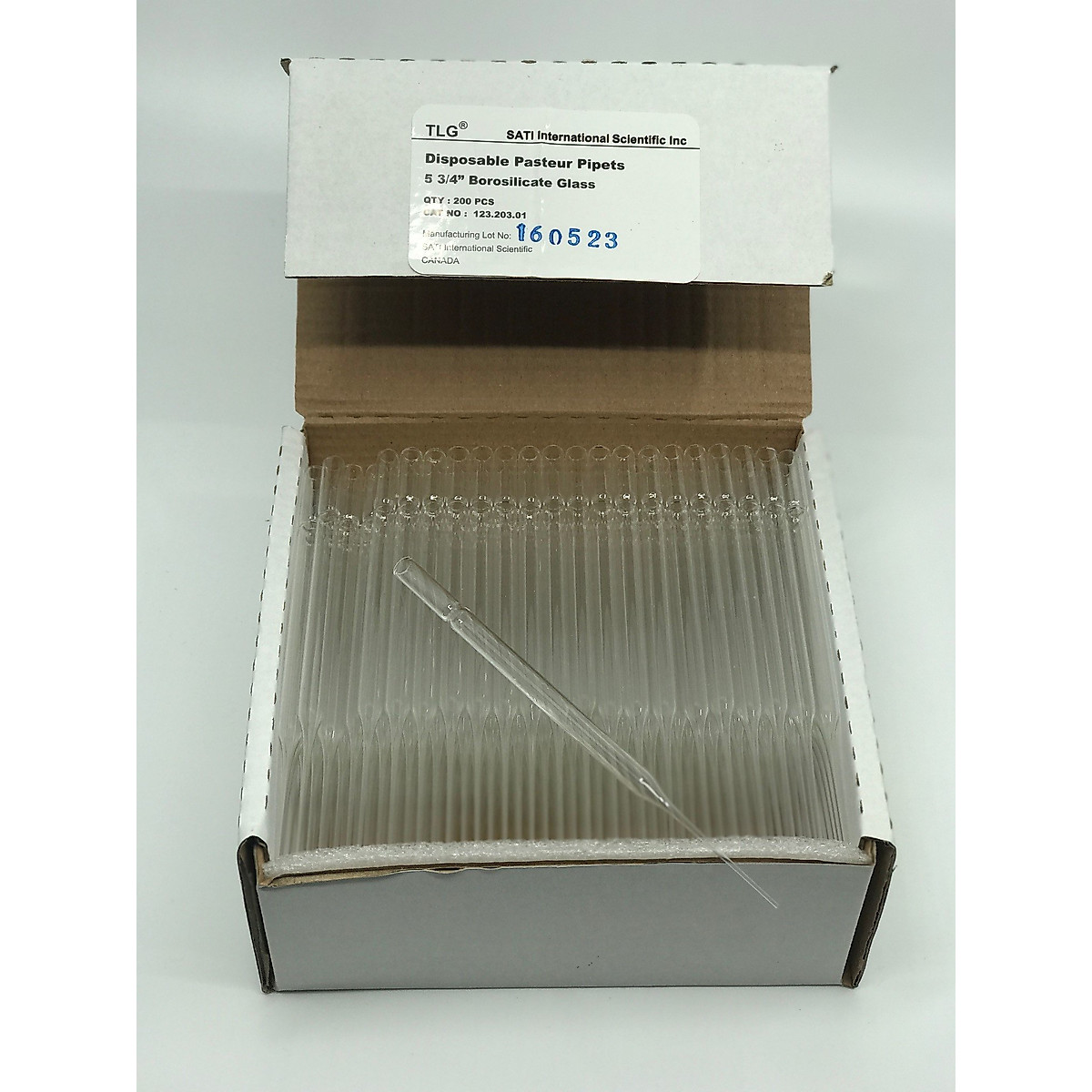 CHEM SCIENCE INC 123.203.01 Disposable Borosilicate Glass Pasteur Pipette, 5-3/4" - Case of 1000 (pack of 200*5)