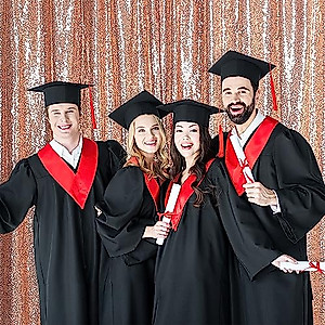 TRLYC 2pcs 2FTX8FT Rose Gold Sequins Backdrop Curtain