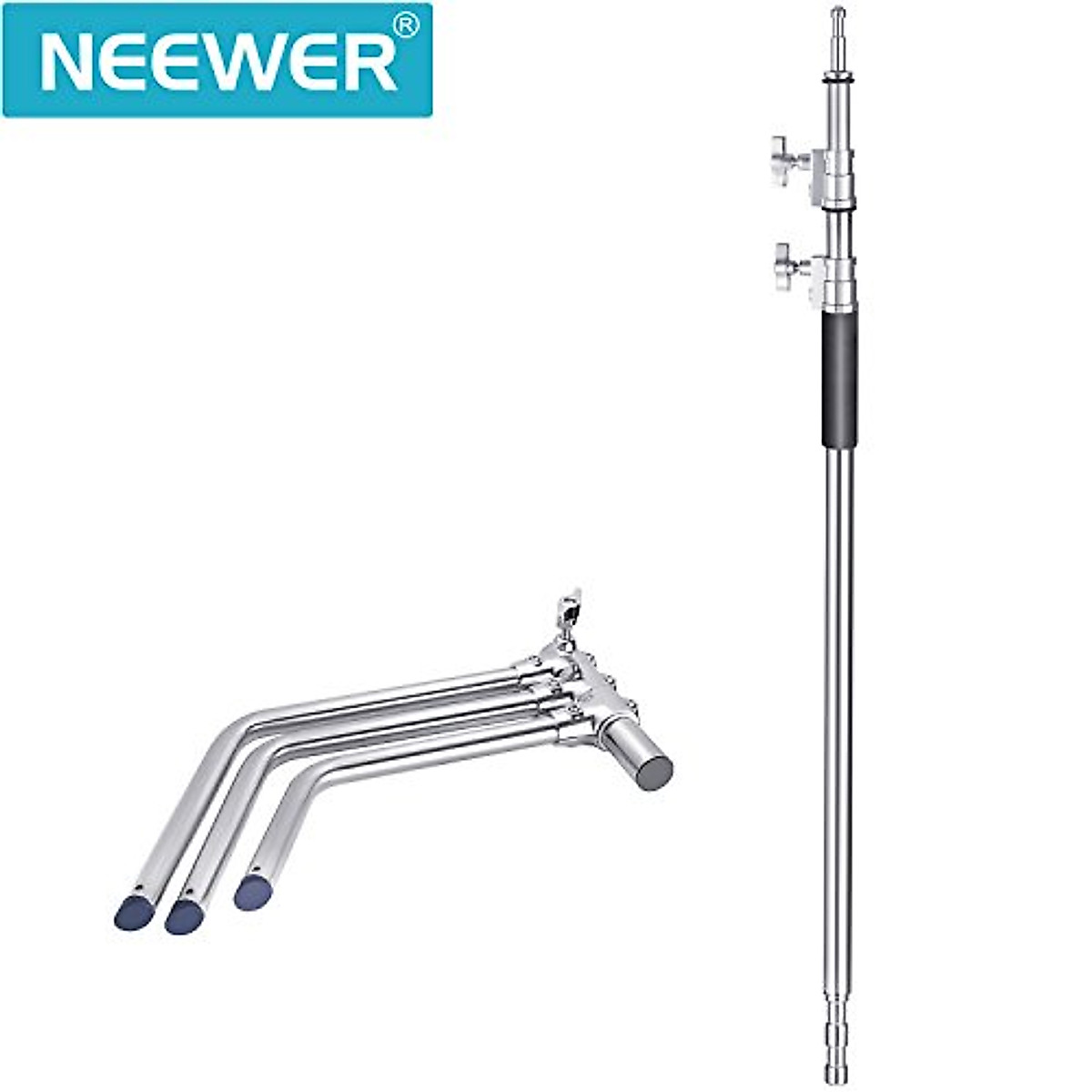 Neewer Stainless Steel Heavy Duty C-Stand, 5-10 feet/1.5-3 Meters Adjustable Photographic Sturdy Tripod for Reflectors, Softboxes, Monolights, Umbrellas