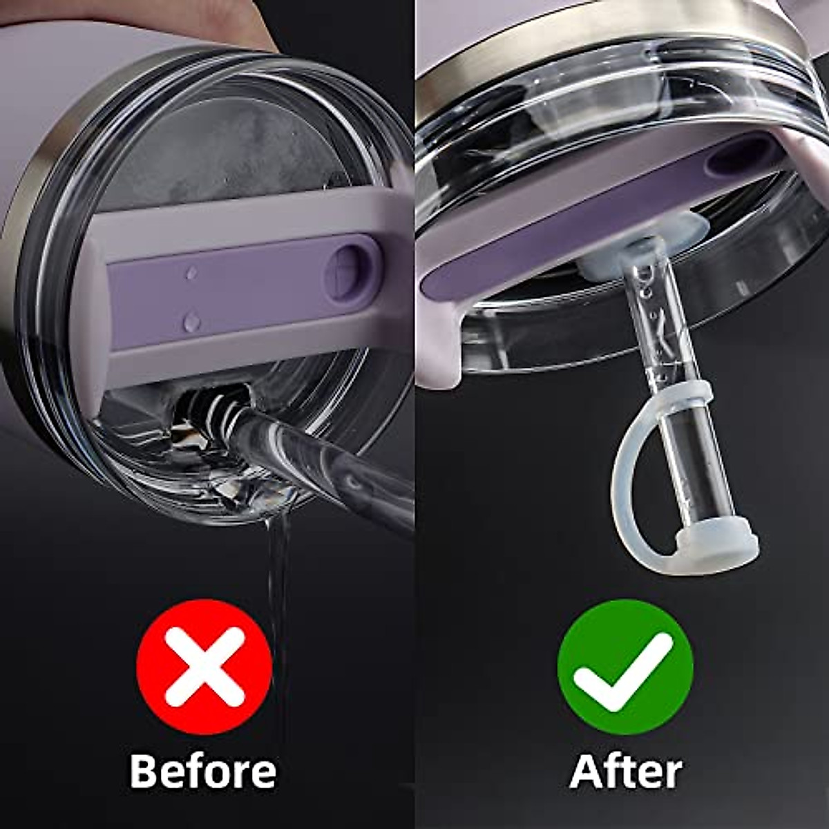 4 Sets Silicone Spill Stopper for Stanley 40/30 oz Quencher H2.0 Tumbler with Handle including 4 Straw Cover Sets 4 Round Leak Stoppers 4 Square Spill Stoppers for Stanley Cup Accessories Dust-proof