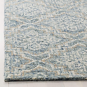 SAFAVIEH Abstract Collection Area Rug - 6' x 9', Blue & Grey, Handmade Wool, Ideal for High Traffic Areas in Living Room, Bedroom (ABT201A)
