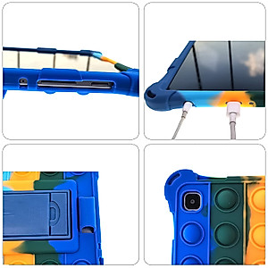 iZi Way Pop it Tablet Case for Samsung Tab A 8.0" 2019 | SM-T290/T295/T297 Kids Boys, Fidget Poppet Pop Its Push Bubble Silicone Cover Stand Strap Pencil Holder for Samsung Galaxy Tab A 8.0 - Blue