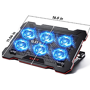 HAVIT Laptop Cooling Pad with 6 Cooling Fans, Laptop Cooler 6 Adjustable Heights for 13-17 Inch Laptops, Gaming Laptop Cooling Stand with Two USB Ports (HV-F2071)