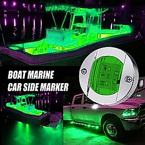 ikasus Round Trailer LED Marker Clearance Tail Lights,12V/24V Waterproof Led Trailer Light,Green 6 LED Stop Turn Tail License Brake Running Light Lamp for Trailers Boat Trailer Truck Marine Camper RV