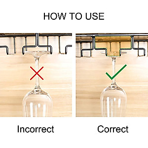 Wine Glass Rack, Under Cabinet Stemware Rack Wine Glass Holder Storage Hanger for Cabinet Kitchen Bar