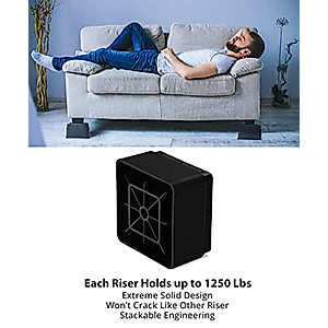 Utopia Bedding Bed Risers 2 Inch - Pack of 8 - Furniture Risers with Anti Slip Foam & Rubber Pad - Stackable Bed Lifts Risers Heavy Duty for Sofa, Bed, Table, Couch & Chair (Black)