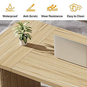 Tribesigns 62" Executive Desk, Large Computer Office Desk with Double Pedestal, Modern Simple Style Natural Wood Top Rectangle Writing Desk for Home Office (Natural)