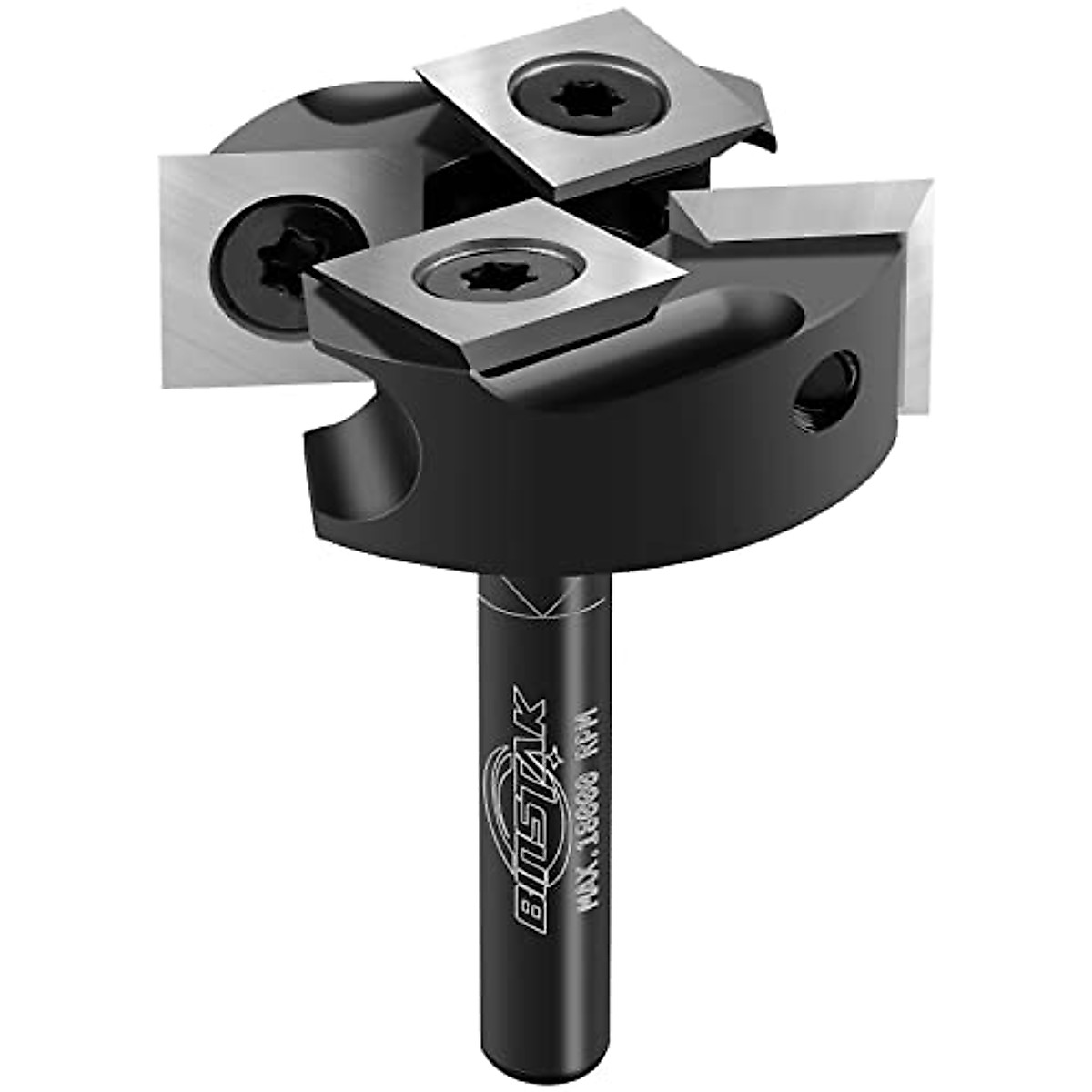 BINSTAK CNC Spoilboard Surfacing Router Bit 1/4" Shank, Slab Flattening Router Bit with 1-3/8" Cutting Diameter, 2+2 Flutes Insert Carbide Wood Planer Router Bits, Planing Bit for Woodworking