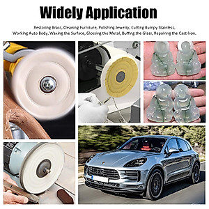 KingTool 13pcs Buffing Wheels Set - 6pcs 6" Buffing Polishing Wheel with 1/2" Arbor Hole, Crimped Wire Wheel with 1/2"-5/8" Inserts, 3pcs Polishing Compound, 15" Buffing rake, 2pcs Microfiber Towel