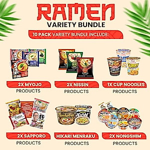 FOODIE BOXX Japanese Instant Ramen Noodles Variety Pack with Cookies & Chopsticks (Japanese)