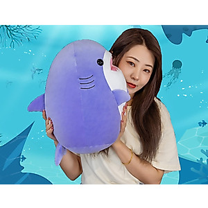 COSGOO 17 Inch Soft Purple Shark Plush Hugging Pillow Cute Shark Stuffed Animal Plushies Shark Doll Toy Kids Stuffed Animals Shark Plush Toys for Birthday, Valentine, Christmas or Daily¡­