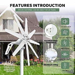 Smaraad 600W 12V Wind Turbine Generator, Wind Generator Kit with Charge Controller, Wind Power Generator for Marine, RV, Home, Windmill Generator Suit for Hybrid Solar Wind System
