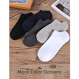 WAIKAS [Pack Of 5 Pairs] Men's Ankle Socks, Stretch Cotton Socks For Man, Common Size, Black/White/Grey/Dark Grey/Navy Blue each color 1 pcs, 5pcs Packing