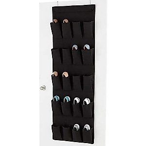 Beeiee Over The Door Shoe Organizer, 20 Pocket Hanging Shoe Organizer,with Sturdy Hooks (Black)