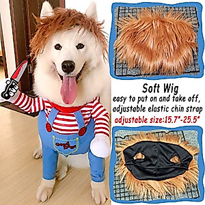 Pet Deadly Doll Dog Costume, Novelty Halloween Christmas Costumes Funny Dog Cosplay Outfits Cute Clothes for Small Medium Large Dogs Cats Party Dress Up Cool Puppy Costumes Scary Spooky Apparel Blue