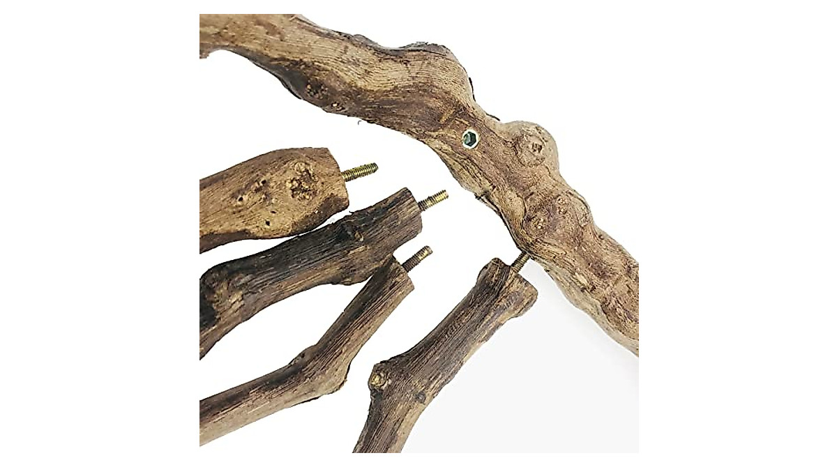 Allazone Natural Bird Perch with Chewing Toys for Parrots & Small Birds