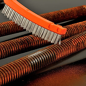 MAXMAN Wire Brushes, Stainless Steel Wire Brush and Carbon Steel Bristles Brush Set, Heavy Duty Wire Brushes for Cleaning Rust, Concrete, Wielding, Paint Removal, 14" Long Plastic Handle, Large,2 Pcs