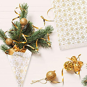 MIAHART 60 Gold Christmas Snowflake Tissue Paper Sheets 50x35cm Christmas Wrapping Paper for DIY and Craft Gift Bags Decorations(Gold)