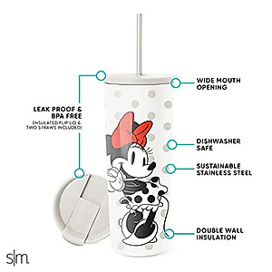Simple Modern Disney Insulated Tumbler Cup with Flip Lid and Straw Lid | Gifts for Women Men Reusable Stainless Steel Water Bottle Travel Mug | Classic Collection | 24oz Minnie Mouse Love