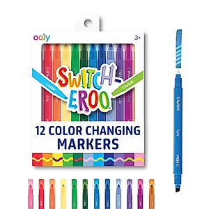 Ooly, Switch-eroo Double Sided Color Changing Markers, Drawing and Coloring Tool for Kids and Adults, Cool and Fun Pens for Creative Projects, Gift Idea for Boys and Girls, Pack of 12 Vibrant Colors