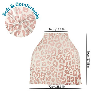 Nursing Cover Breastfeeding Soft Carseat Canopy Cute Rose Gold Leopard Print Cheetah Multi Use for Baby Car Seat Covers Canopy Shopping Cart Cover Scarf Light Blanket Stroller Cover