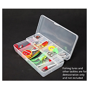 Toasis Fishing Lure Storage Container Organizer Double Layer Tackle Plastic Box (Olive & Clear-2pack)
