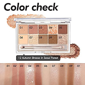 CLIO Pro Eye Shadow Palette, Matte, Shimmer, Glitter, Pearls, Highly Pigments, Long-Wearing (012 AUTUMN BREEZE IN SEOUL FOREST)